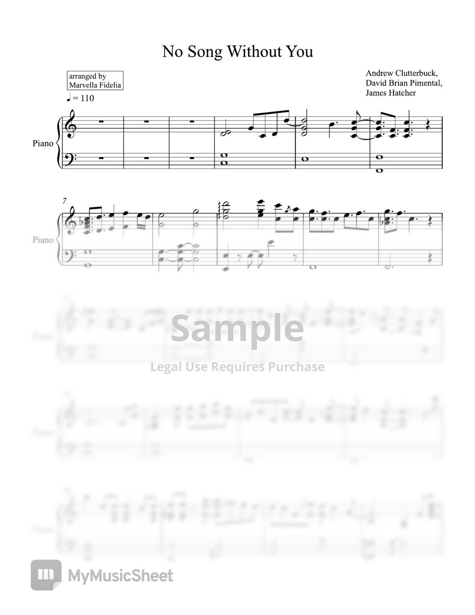 HONNE - No Song Without You 악보 by Marvella Fidelia