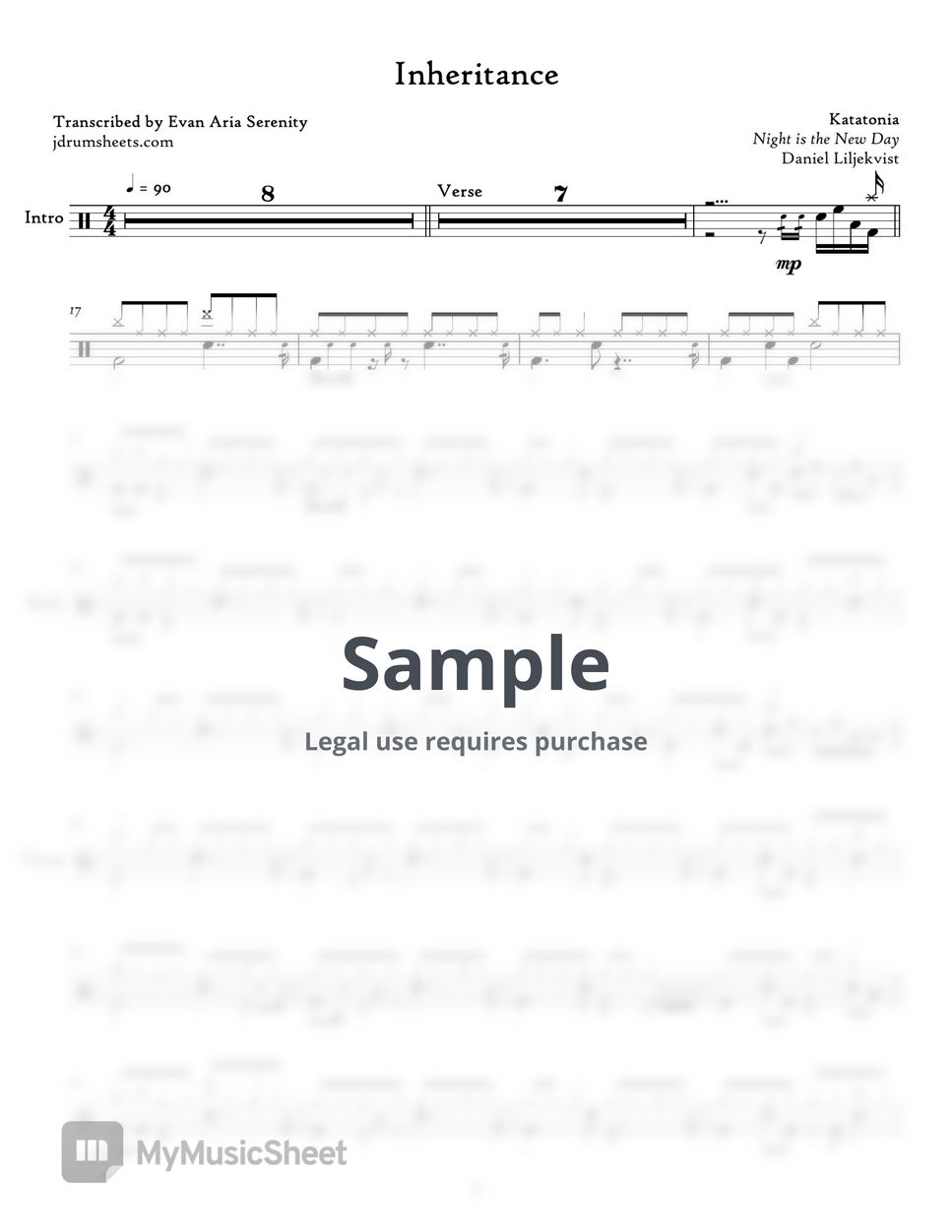 Katatonia - Inheritance Sheets by Jaslow Drum Sheets