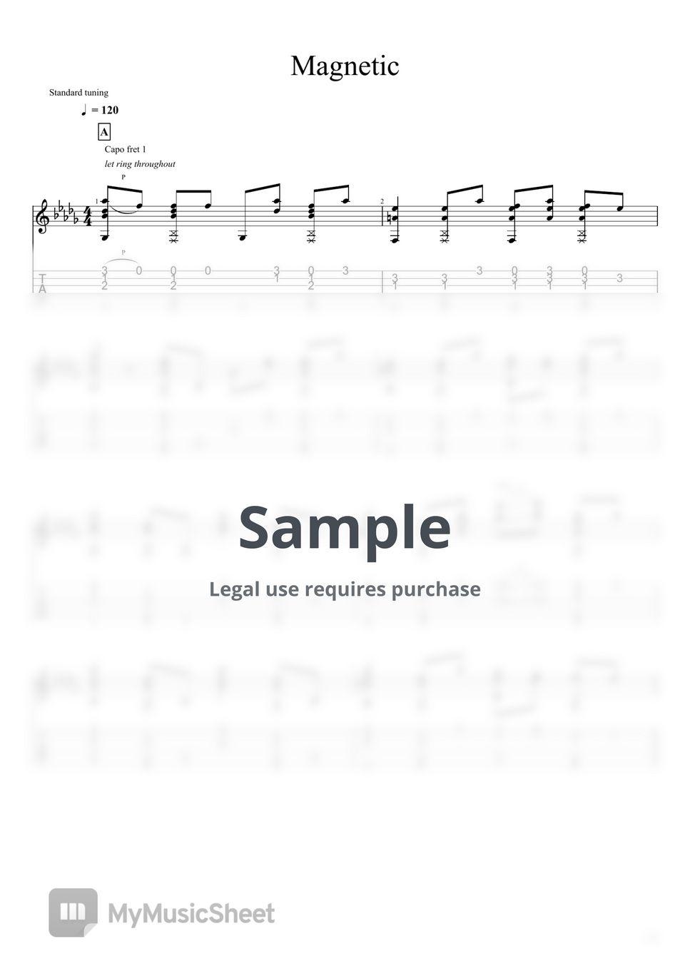 ILLIT - 15.Magnetic - ILLIT 【★★☆☆☆】 Fingerstyle Tutorial 『TAB』 Sheets ...