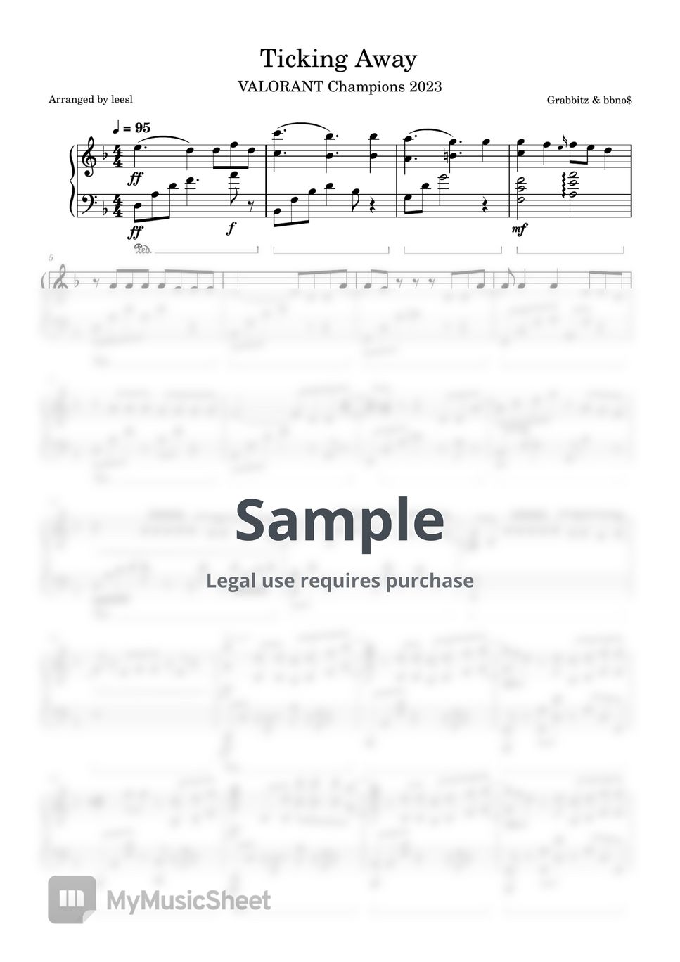Grabbitz , VALORANT , bbno$ - Ticking Away (발로란트 챔피언스 2023 테마곡) Sheet ...