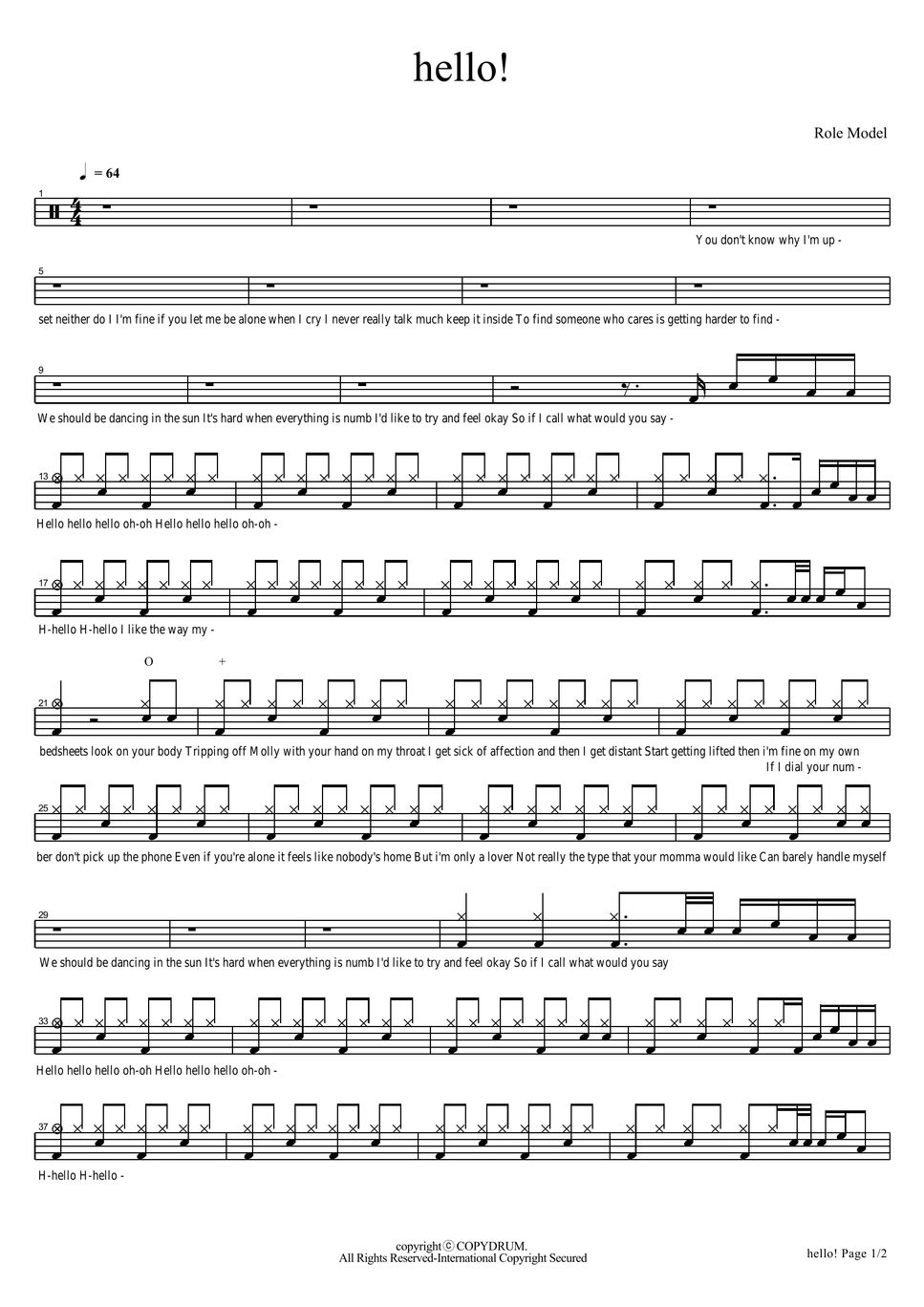 Role Model - hello! Sheets by COPYDRUM