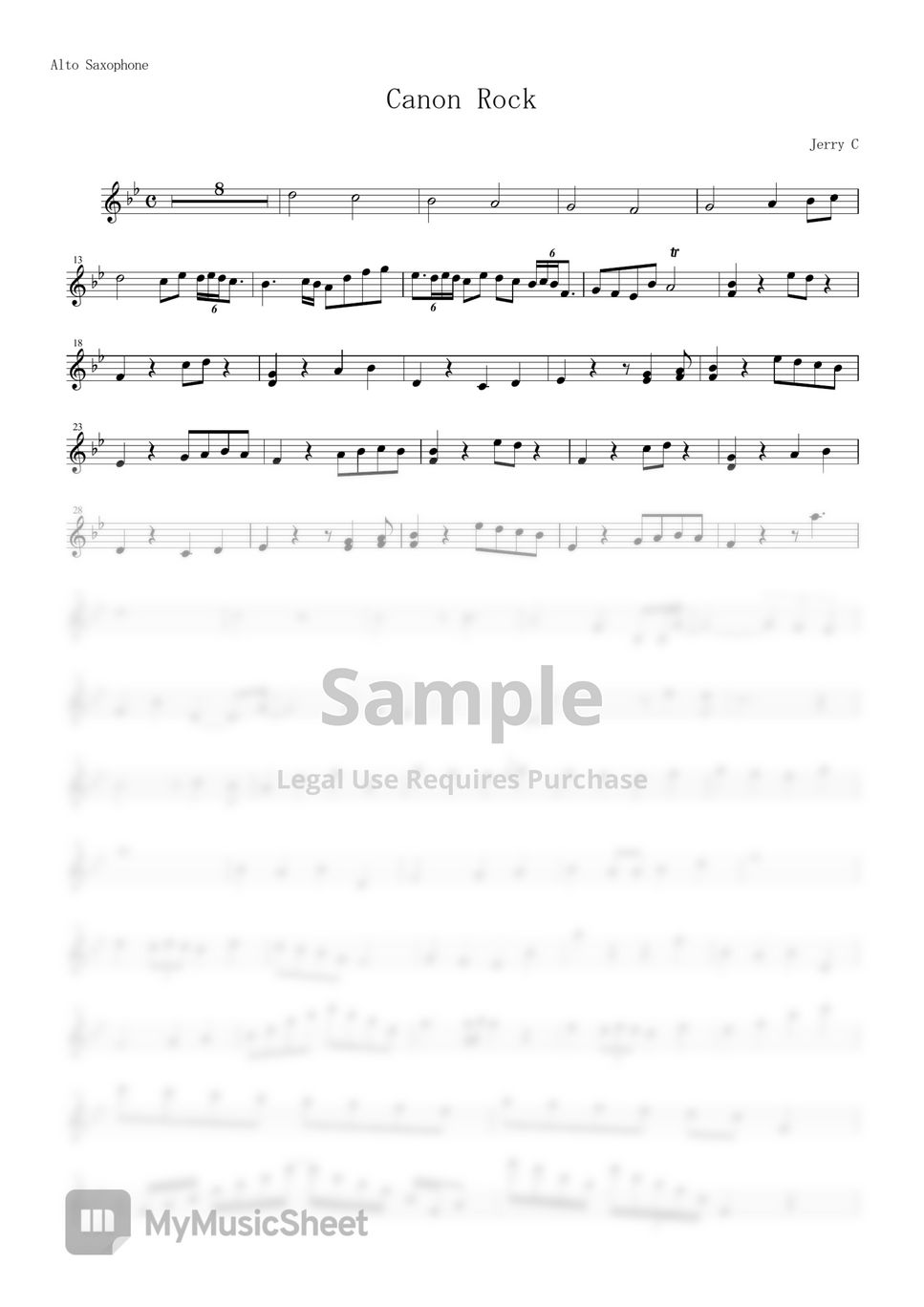 JerryC - Canon Rock (in Eb) Sheet Music