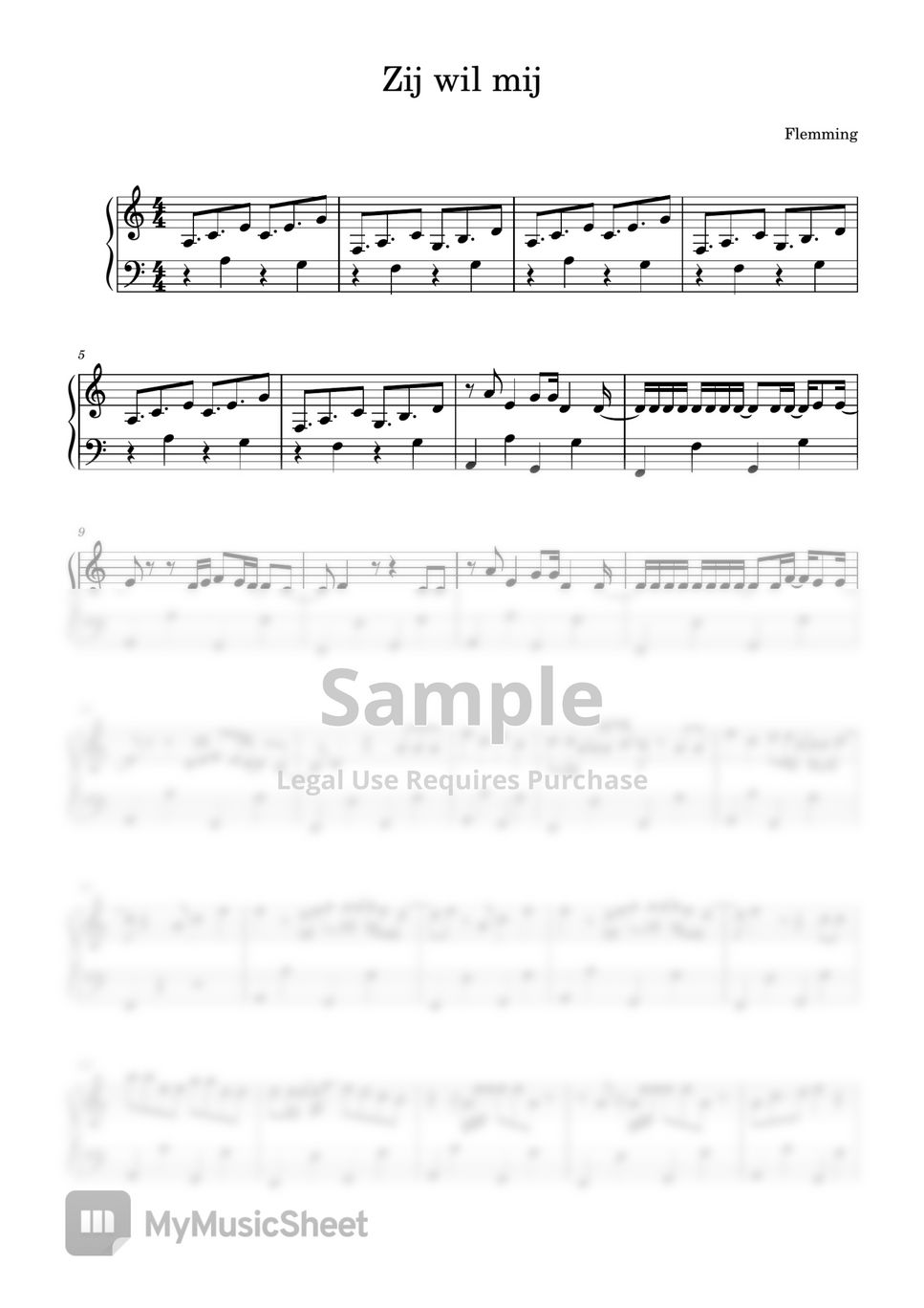 Flemming - Zij wil mij 曲谱 by all in piano