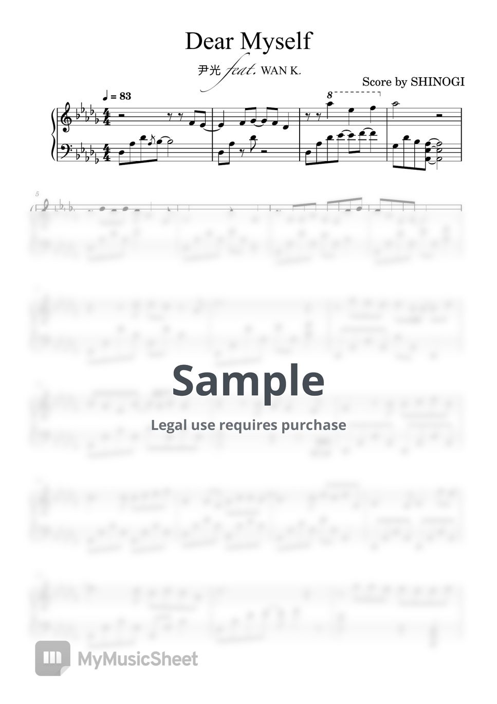 尹光 - Dear Myself Sheet Music by SHINOGI