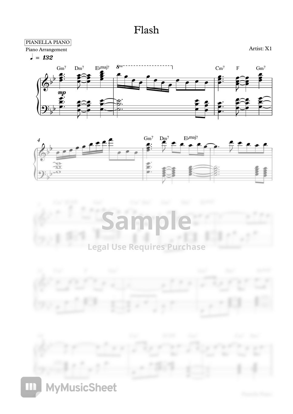 X1 - Flash (Piano Sheet) 악보 by Pianella Piano