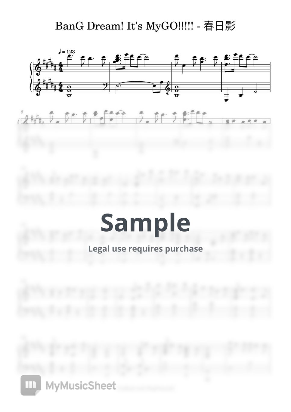 MyGO!!!!! - 春日影 (Bang Dream! It's MyGO!!!!!) Sheet Music by PopPianoAI