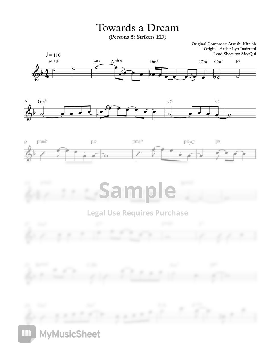Inaizumi Lyn - Towards a Dream Piano Sheet Music PDF | MacQui | mymusic5