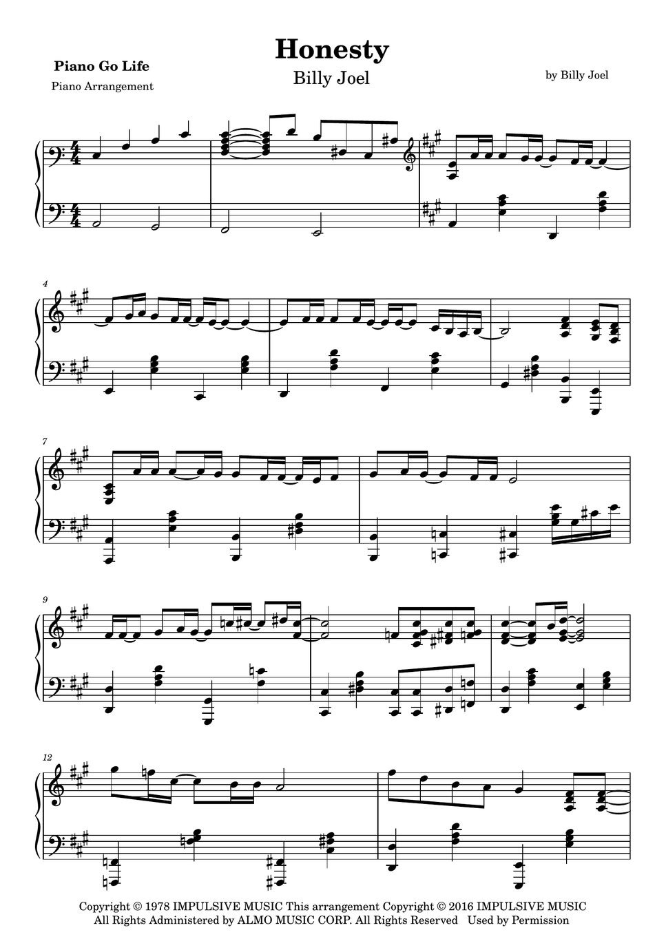 Billy Joel - Honesty 楽譜 by Piano Go Life