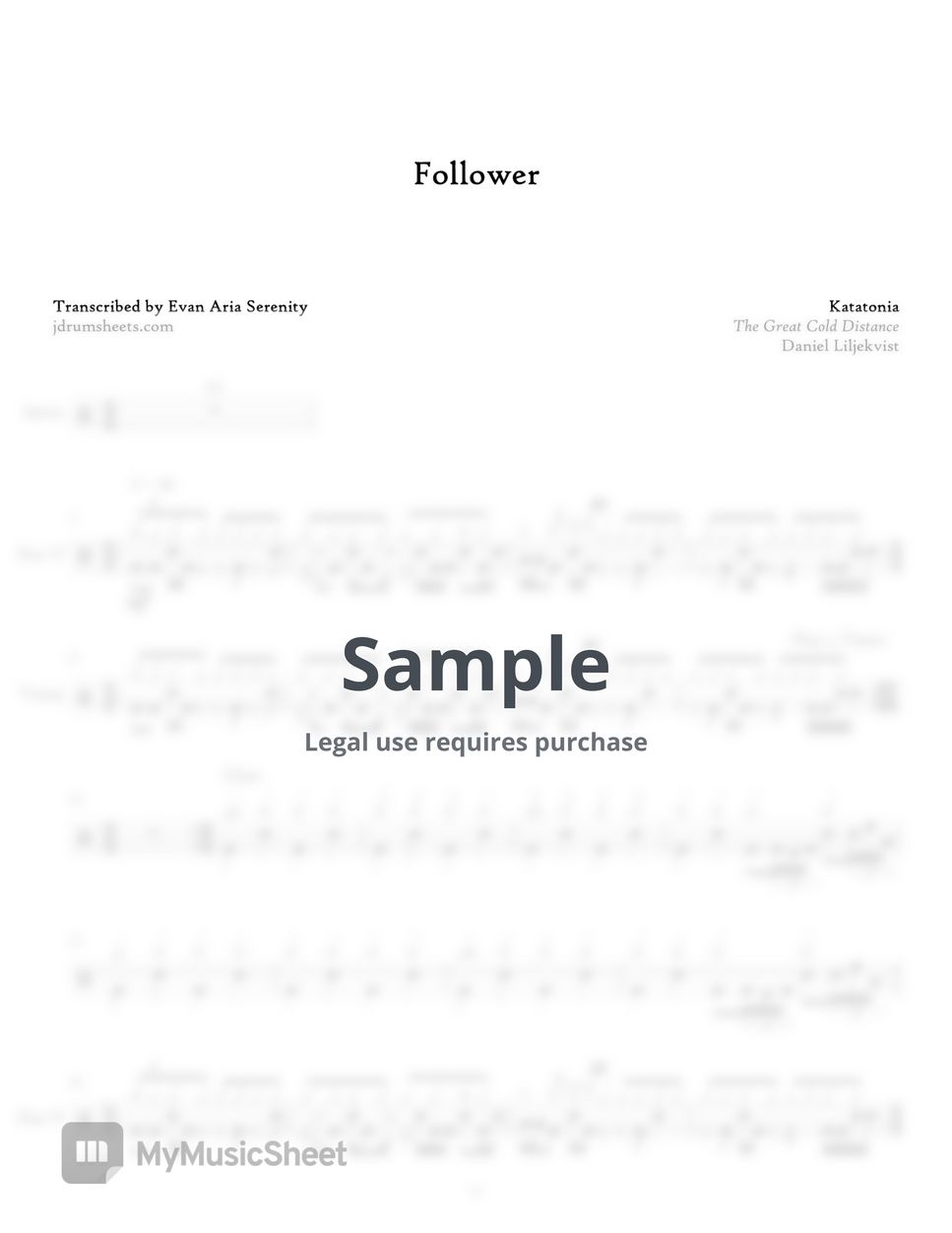 Katatonia - Follower Sheets by Jaslow Drum Sheets