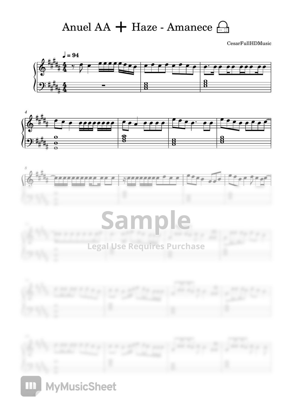 Anuel AA Haze - Amanece 🌅 Partitura