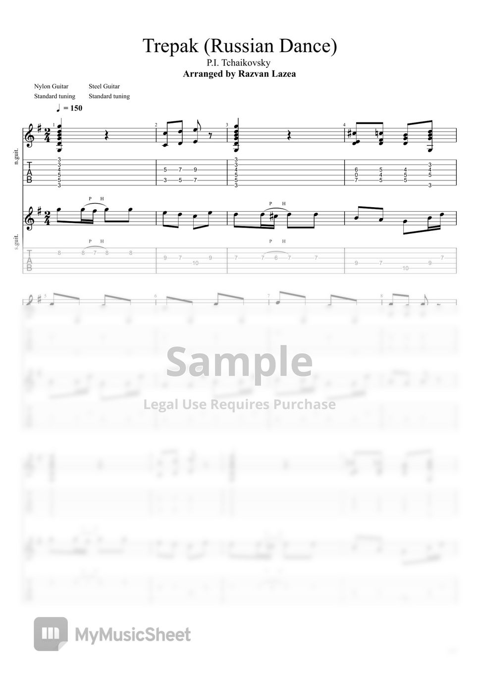 P. I. Tchaikovksy - Trepak (Russian Dance) (Guitar Duet) 악보