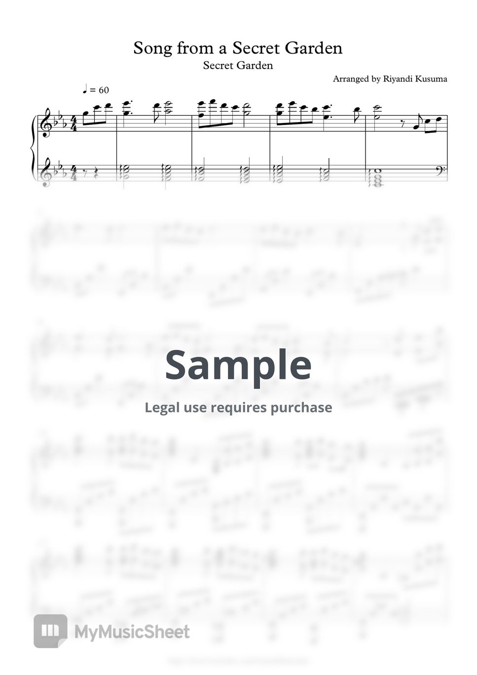 Secret Garden - Song from a Secret Garden Sheet Music by Riyandi Kusuma