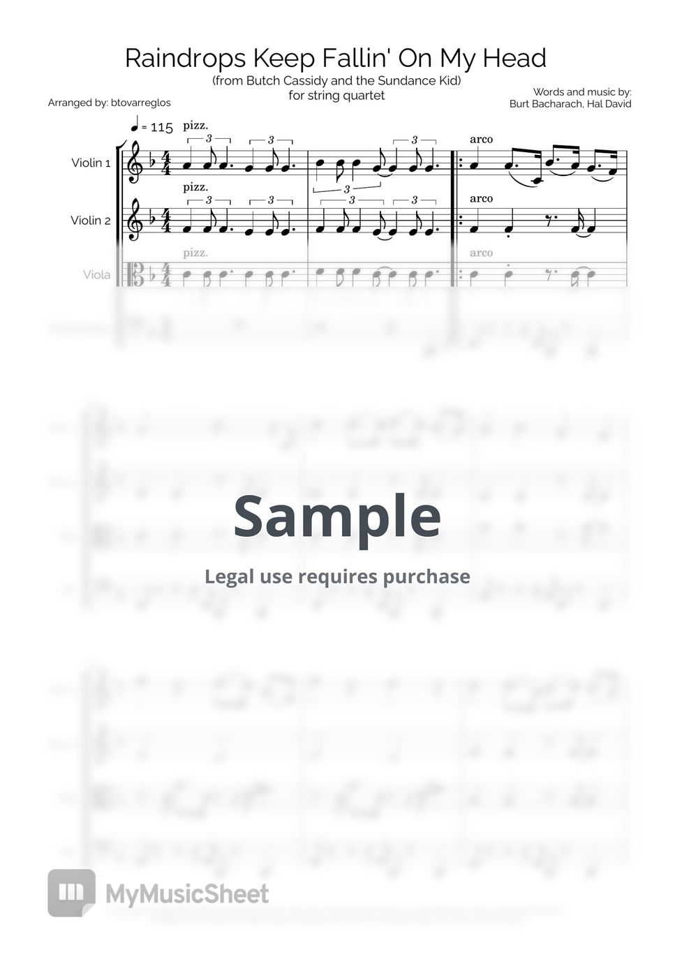 B. J. Thomas - Raindrops Keep Fallin' On My Head Sheets by btovarreglos