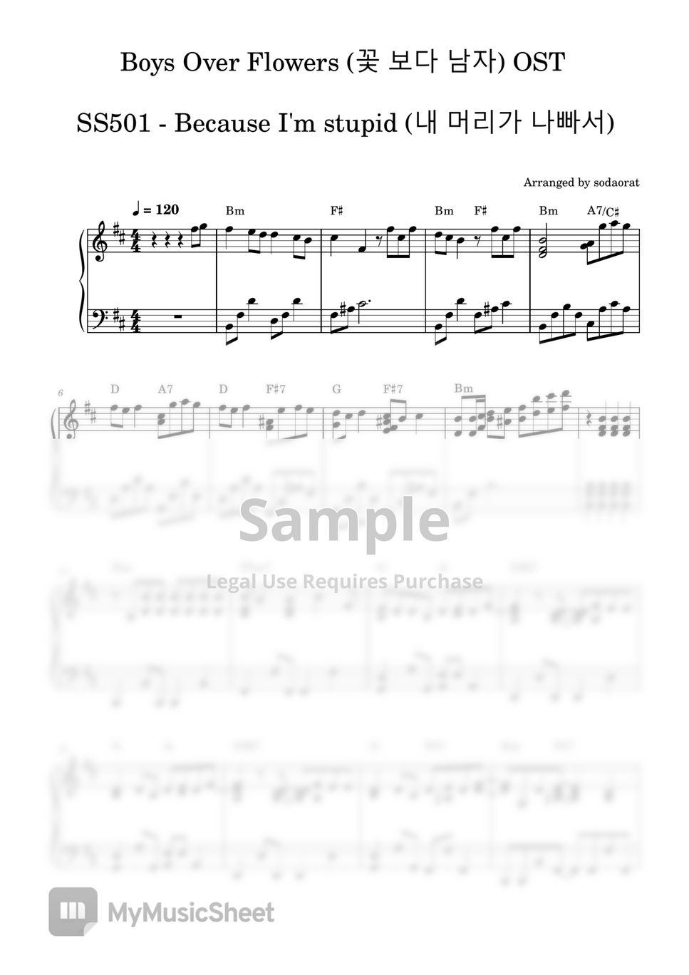 Boys Over Flowers OST - SS501 - Because I'm stupid Sheets by sodaorat