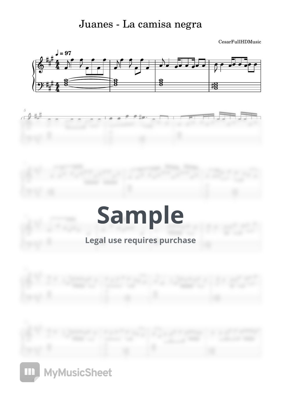 Juanes - La camisa negra Sheets