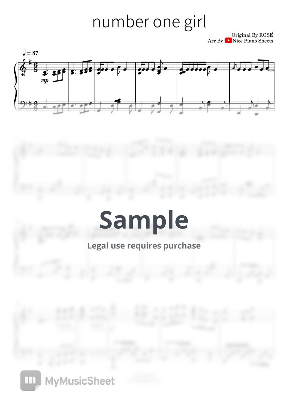 ROSÉ - number one girl Sheet Music by Nice piano sheets