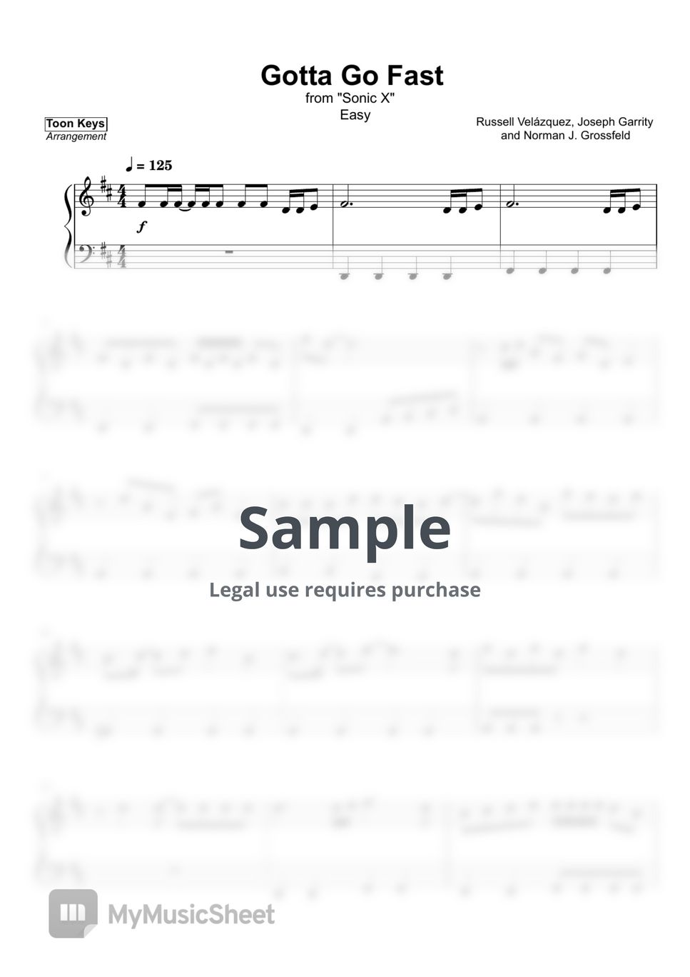 Sonic X - Gotta Go Fast 楽譜 by Toon Keys