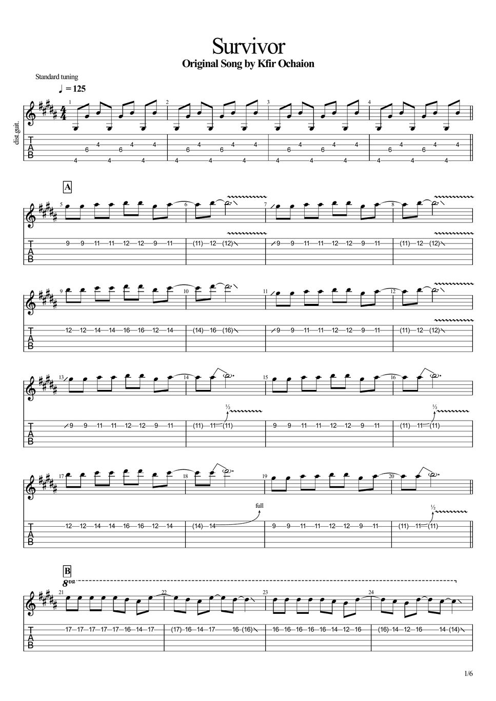 Kfir Ochaion - Survivor TAB by Kfir Ochaion