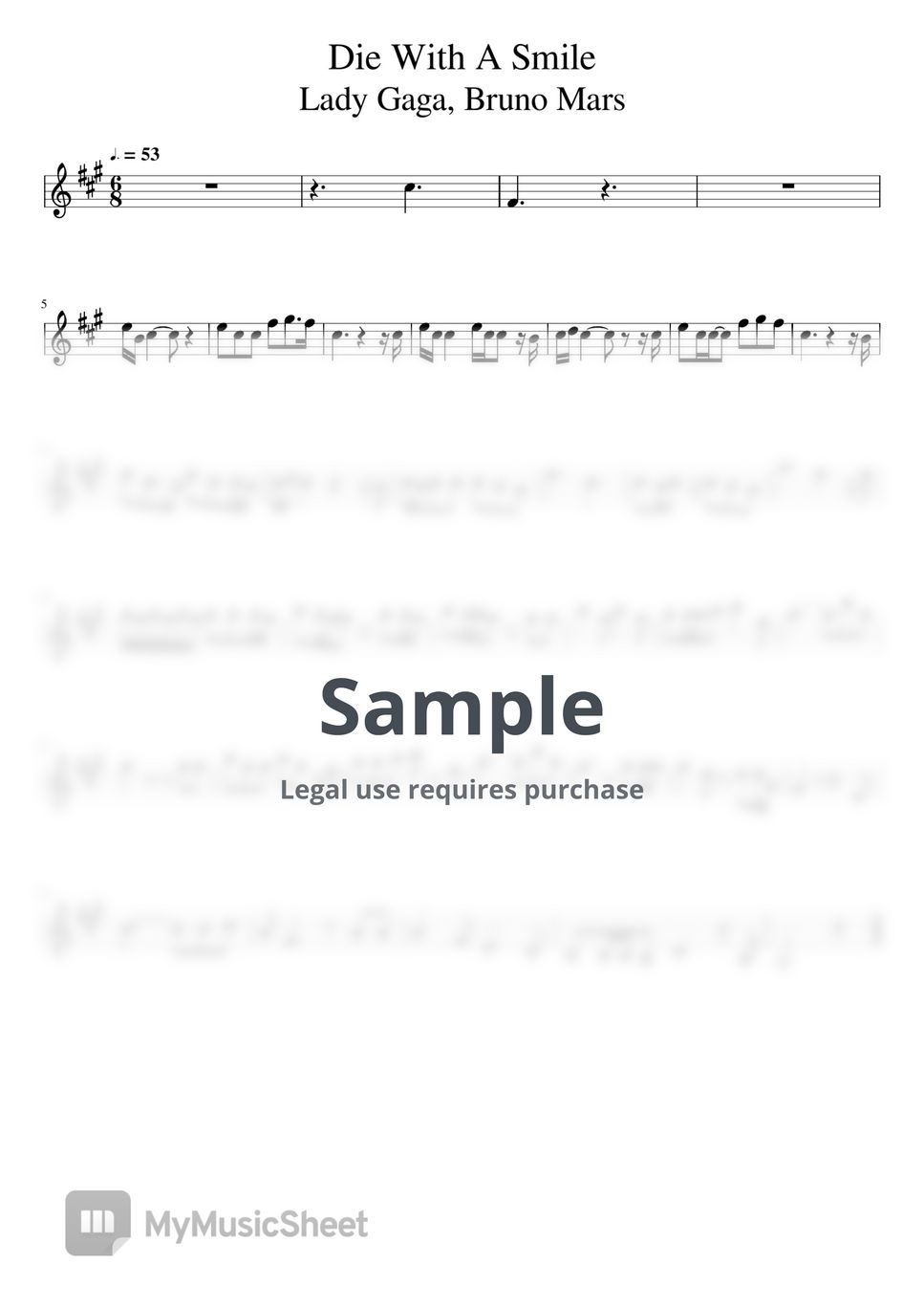 Lady Gaga - Die With A Smile - Lady Gaga, Bruno Mars - Violin ...