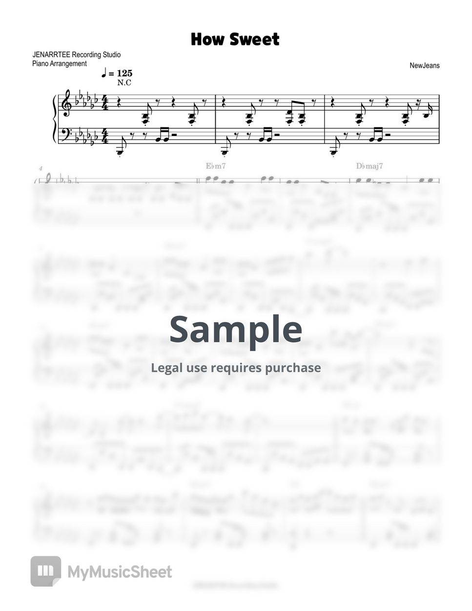 NewJeans - How Sweet 악보 by JENARRTEE Recording Studio