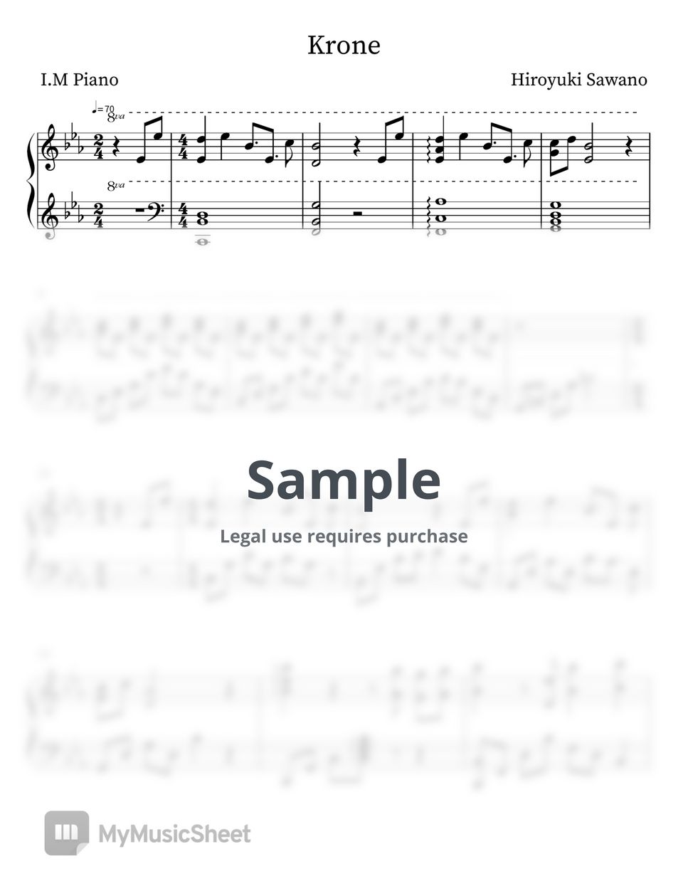 Hiroyuki Sawano - Krone Sheets by I.M Piano