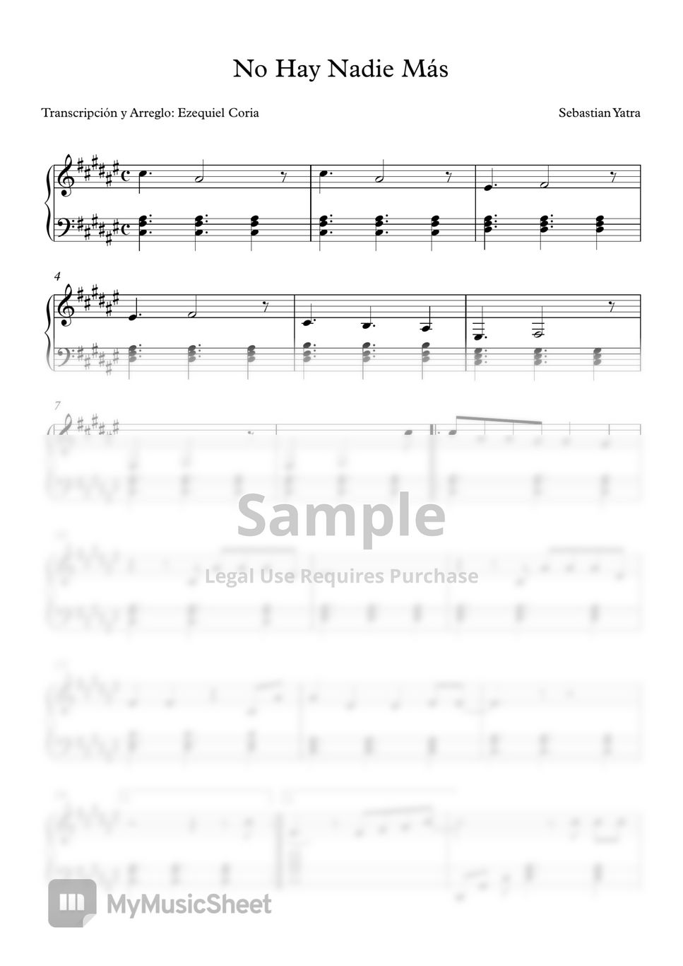 Sebastian Yatra - No Hay Nadie Más Sheets by Ezequiel Coria