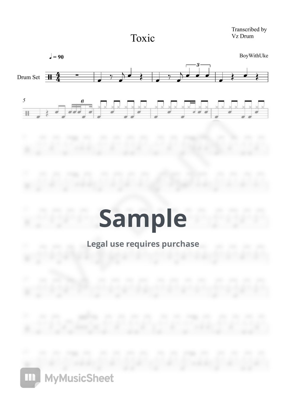 BoyWithUke - Toxic 악보 by Vz Drum