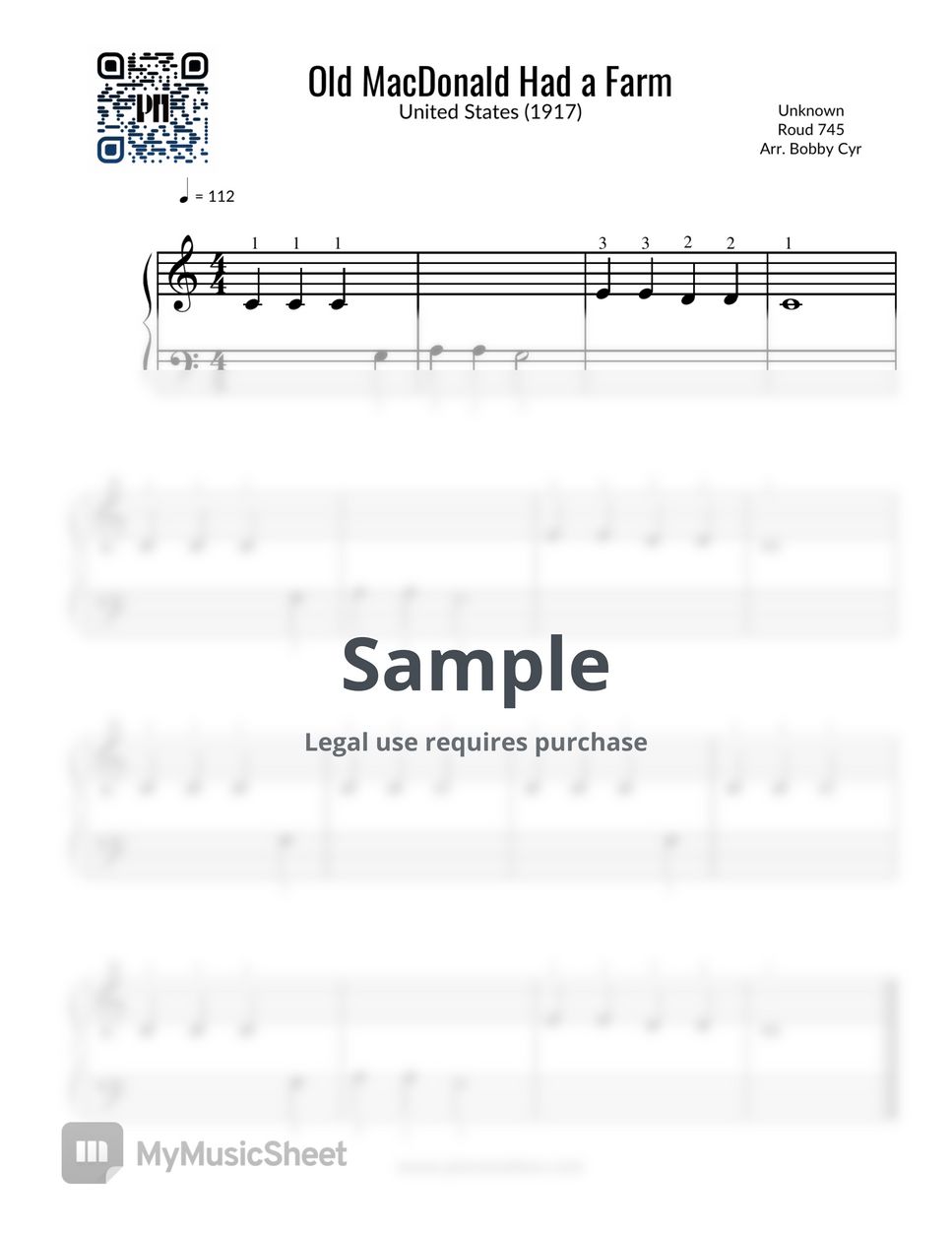 Old MacDonald Had a Farm (Piano Solo) Sheets by Piano Notion