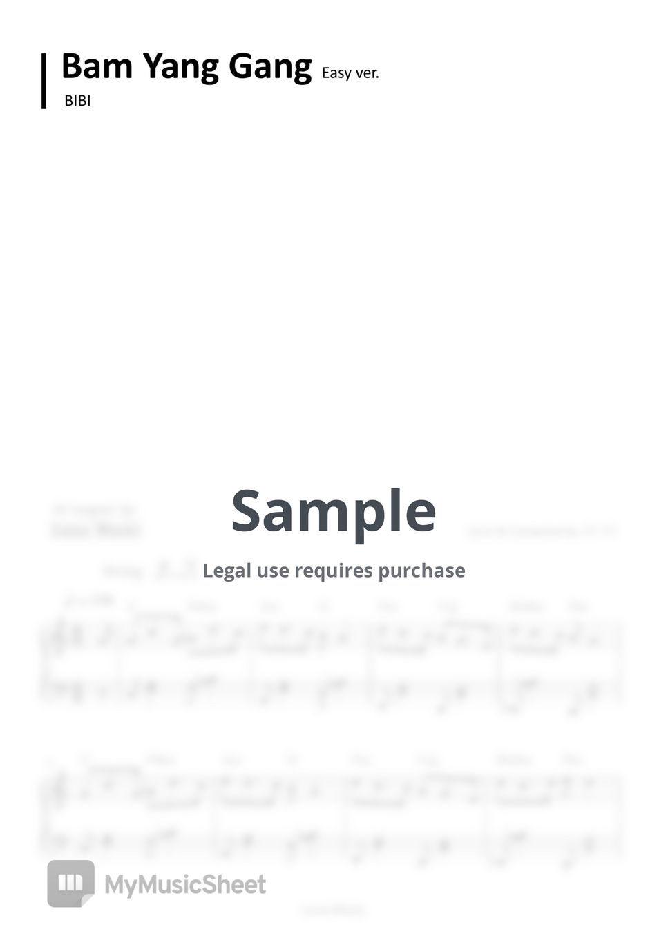 BIBI - Bam Yang Gang 🌰 (Easy Piano Sheet) Sheets by 𝐋𝐮𝐧𝐚 𝐌𝐮𝐬𝐢𝐜 𝐄𝐚𝐬𝐲