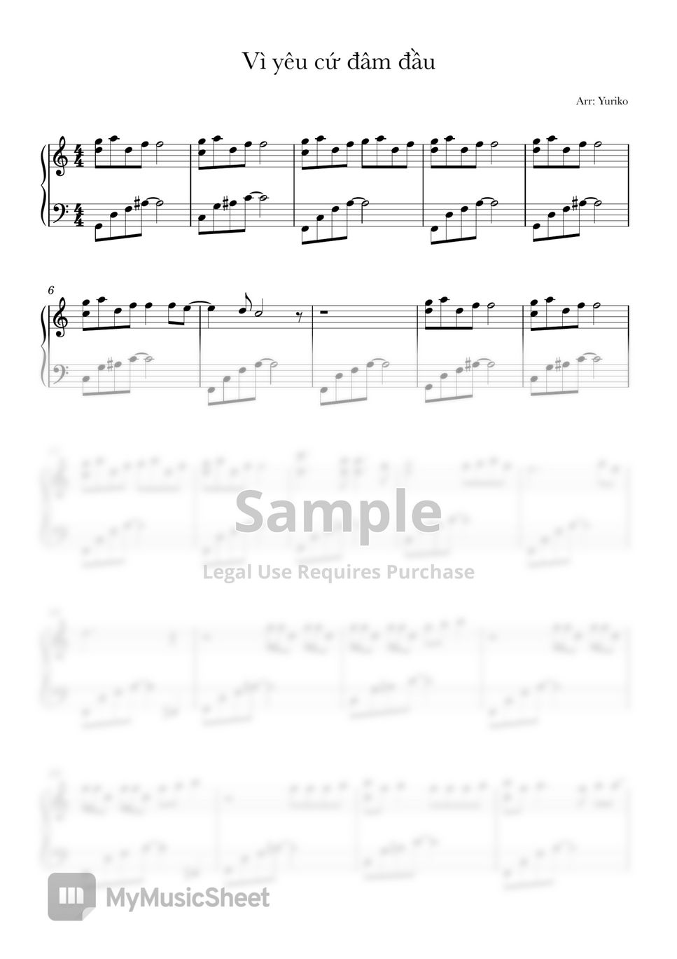 Min Vì Yêu Cứ Đâm Đầu Sheets By Yuriko Piano