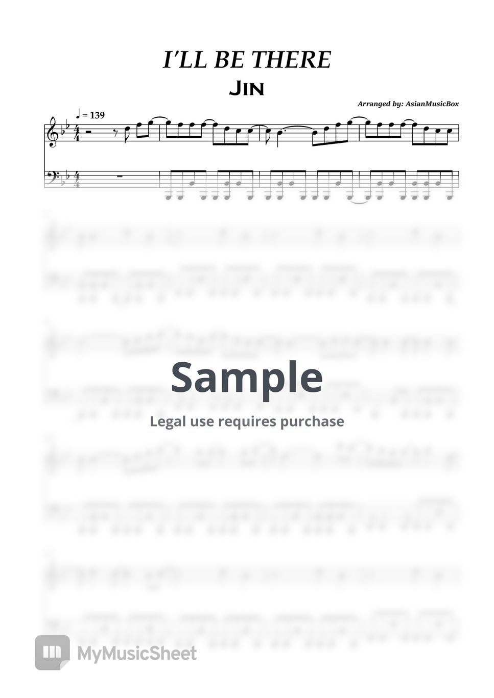 Jin - 'I'll Be There' (Sheet, MIDI, MultiTracks & WAV) Sheet Music by AsianMusicBox