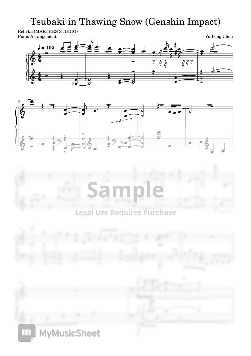Yu-Peng Chen - Tsubaki in Thawing Snow (Genshin Impact) Sheet Music by ...