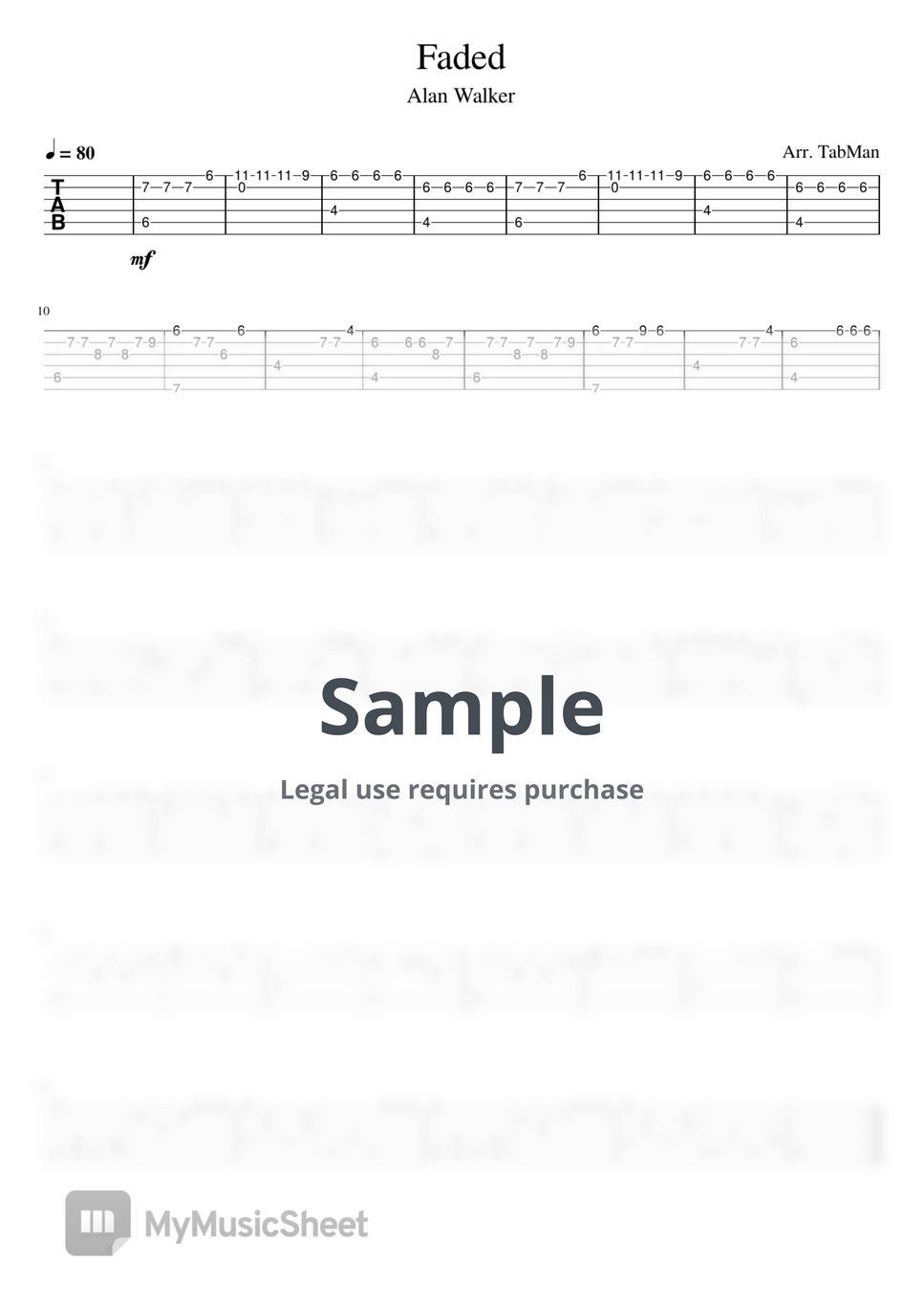 Alan Walker - Faded Sheet Music by TabMan