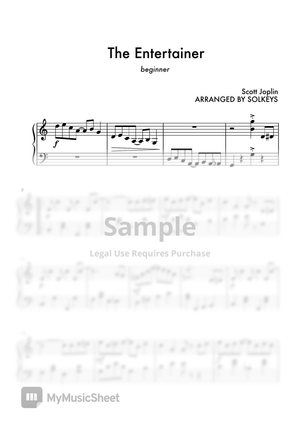 Scott Joplin - The Entertainer Sheets by SolKeys
