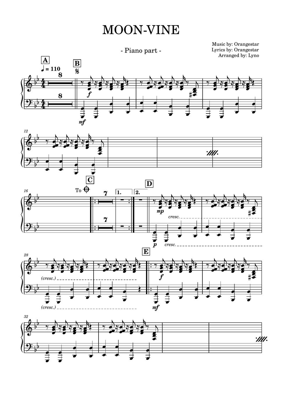 Orangestar - MOON-VINE (Piano part) Lembar Musik by Lyno
