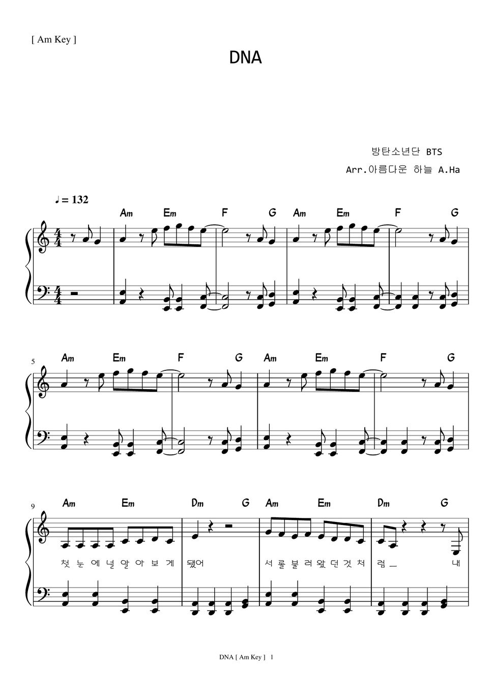 BTS 방탄소년단 "DNA" [ Level 2 ] Sheets