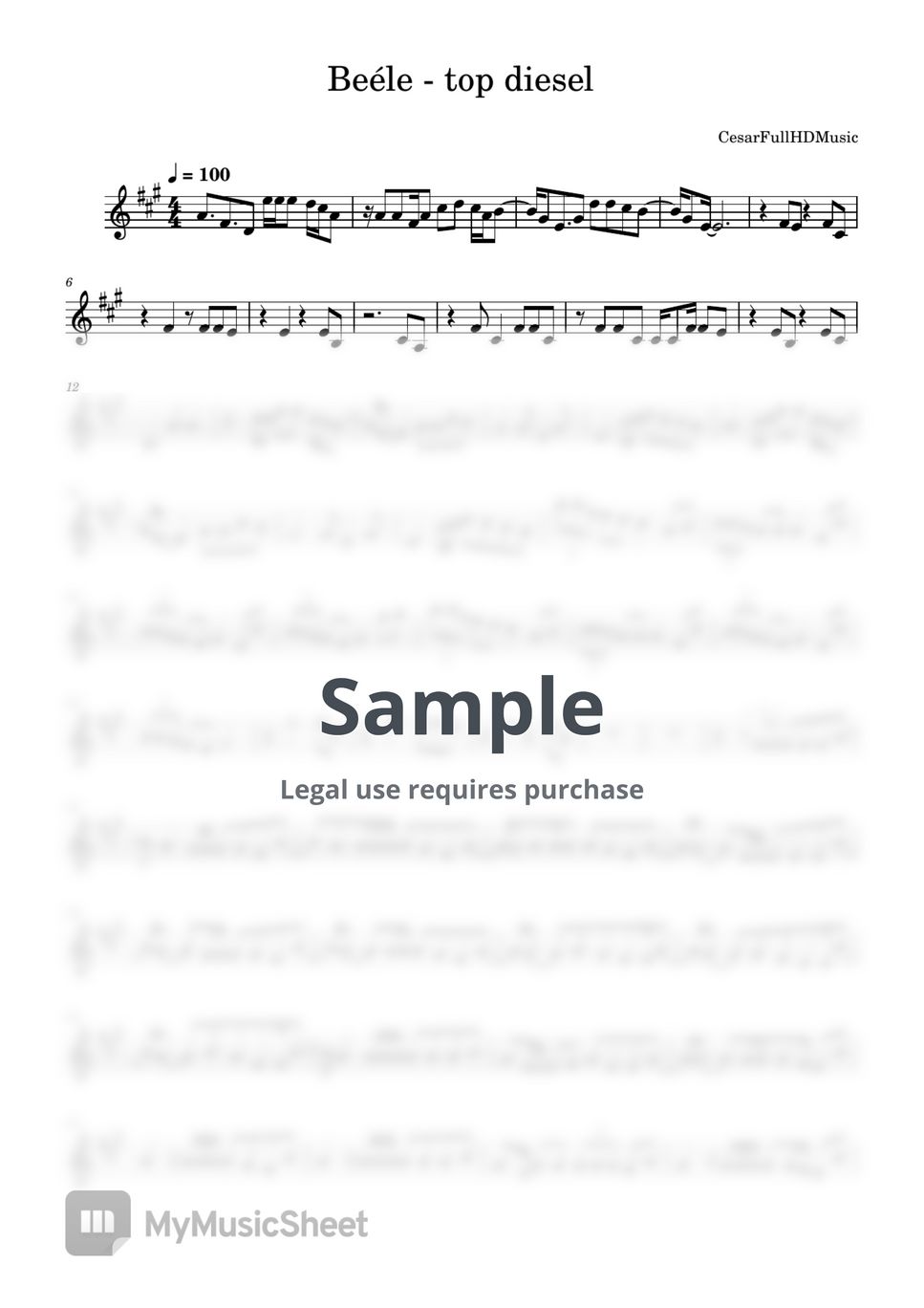 Beéle - top diesel Sheet Music