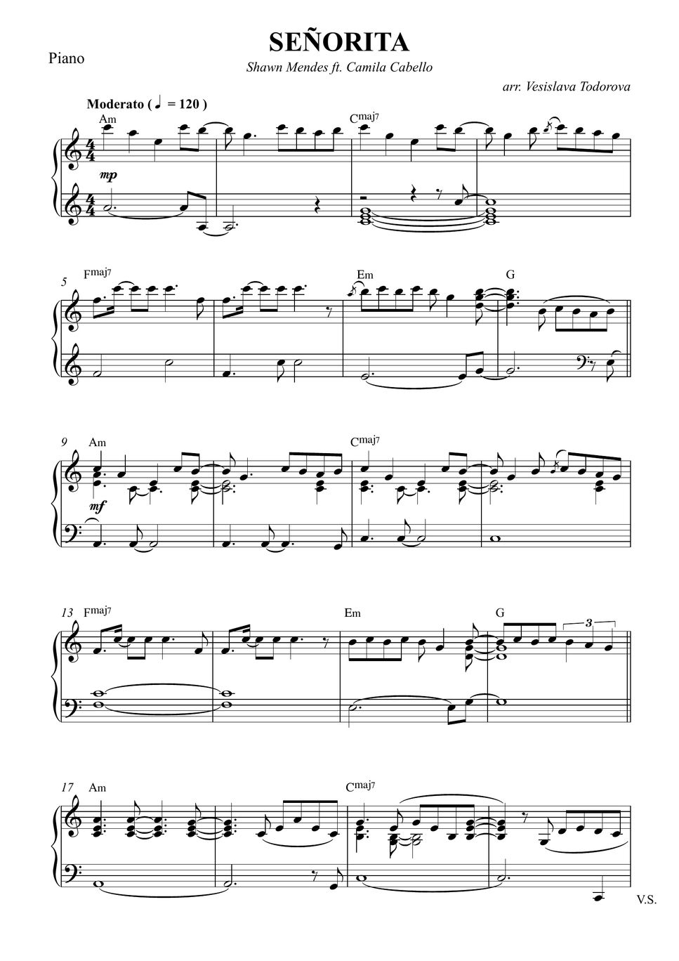 Shawn Mendes ft. Camila Cabello - Senorita (Piano & Cello) Blad by Vesislava