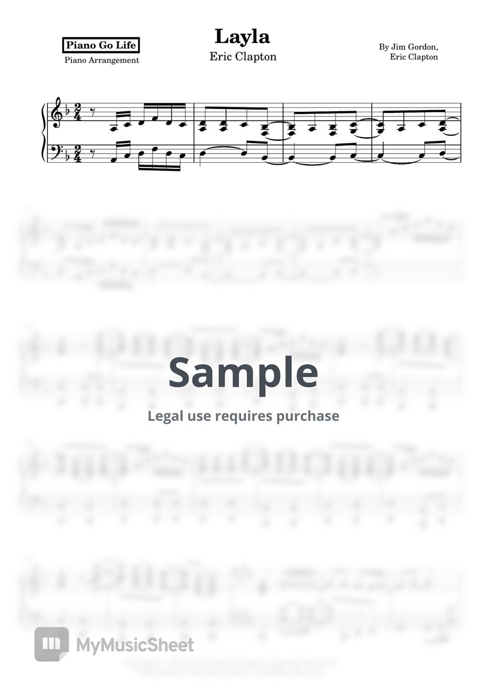 Eric Clapton - Layla Sheet Music by Piano Go Life