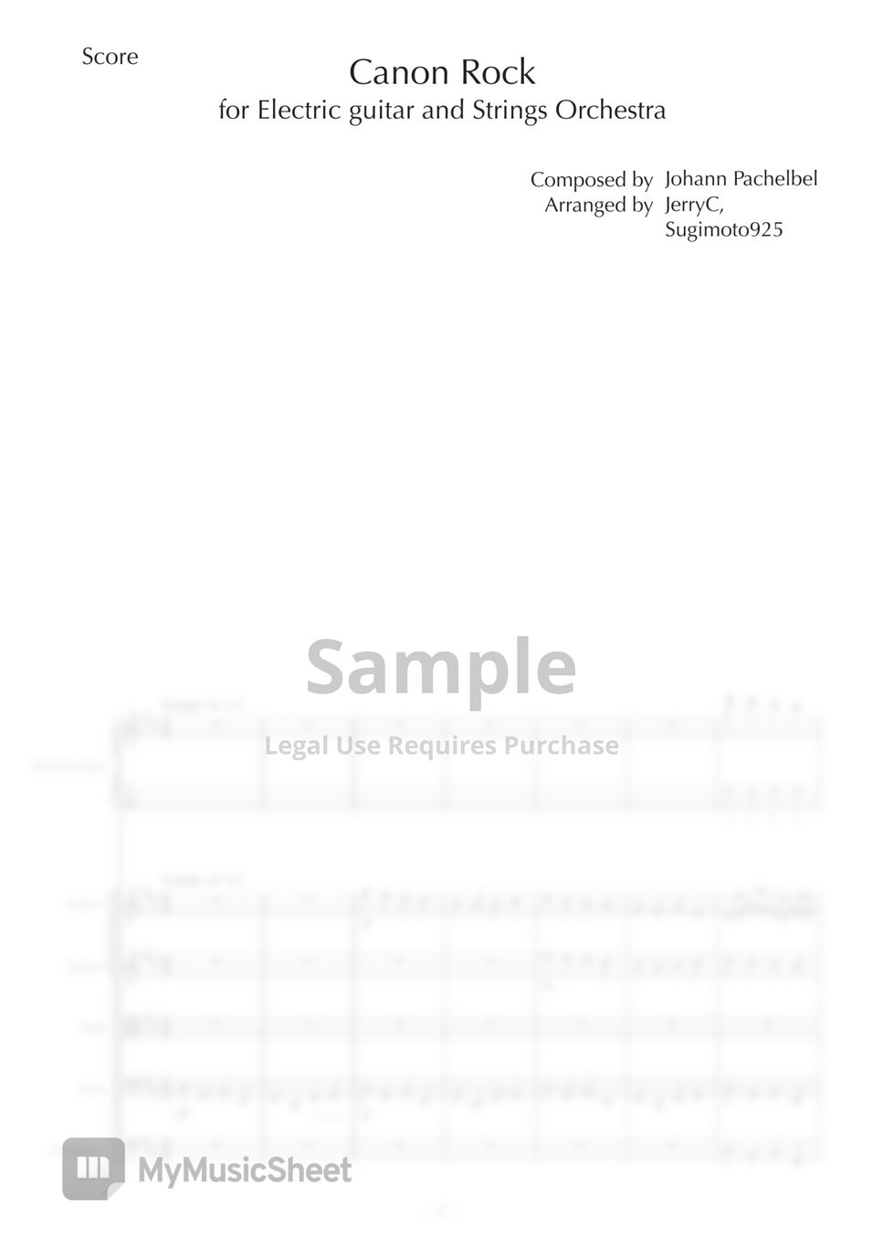 Johann Pachelbel , Jerry C - Canon Rock for E.Guitar and String ...