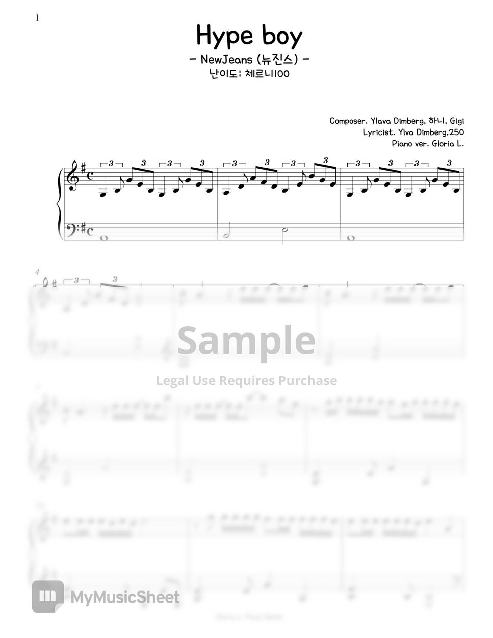 NewJeans (뉴진스) - Hype Boy (Czerny100) Lembar Musik by Gloria L.