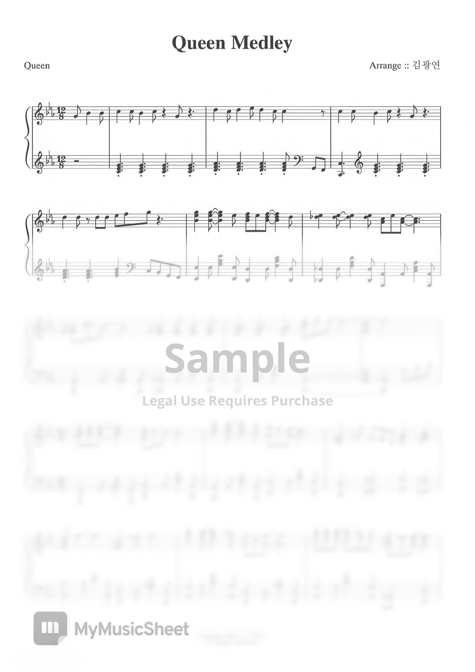 -Queen - Queen Medley Piano Bladmuziek PDF | 김광연 | mymusic5