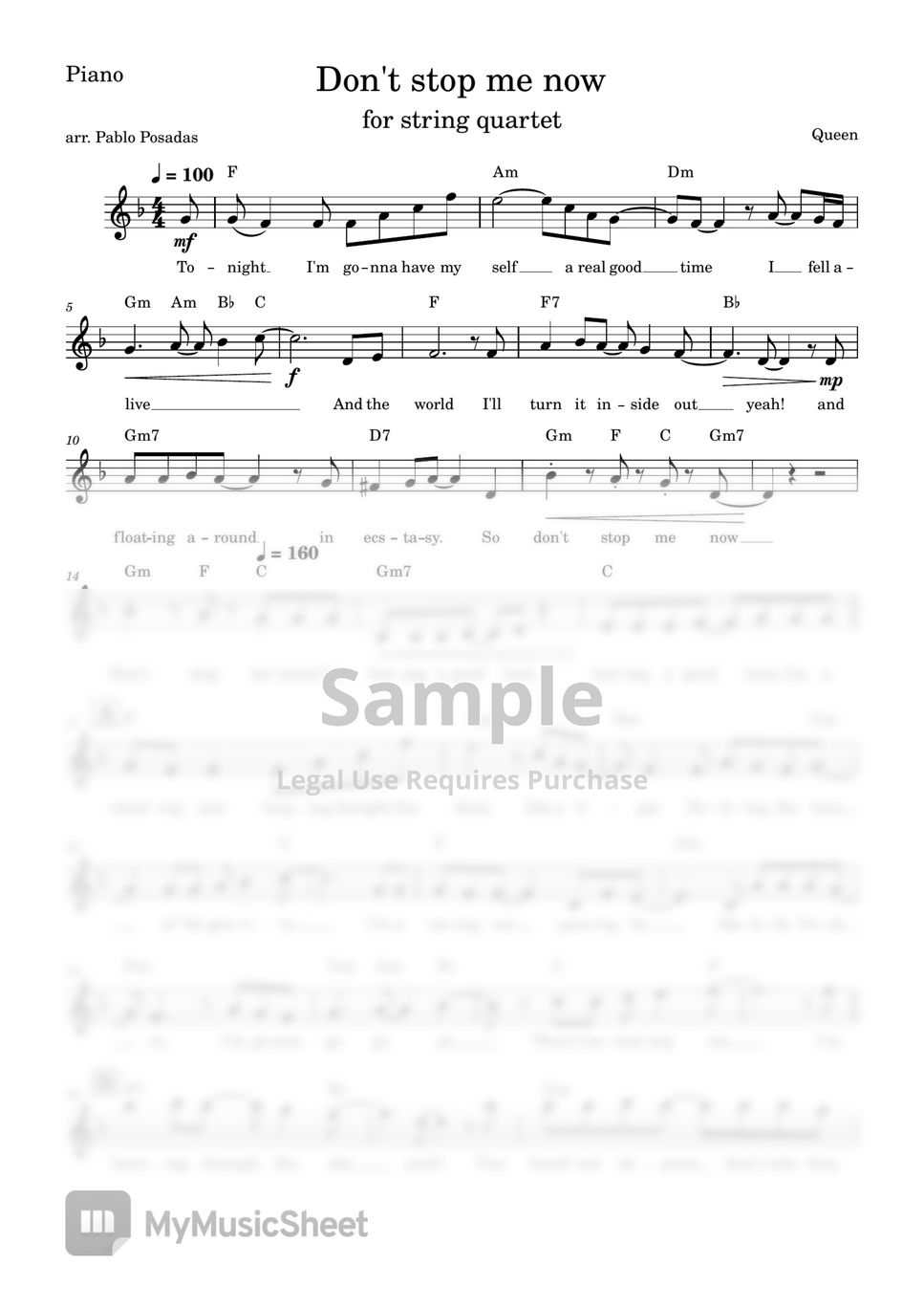 Queen - Don't stop me now (with chords and lyrics) 악보 by Thec P