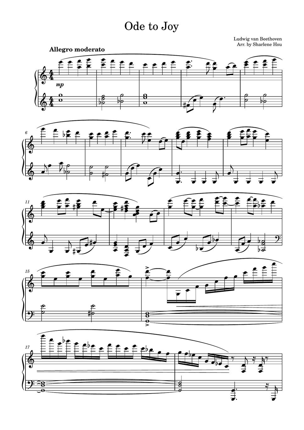 Ludwig van Beethoven - Ode to Joy Sheets by Sharlene Hsu