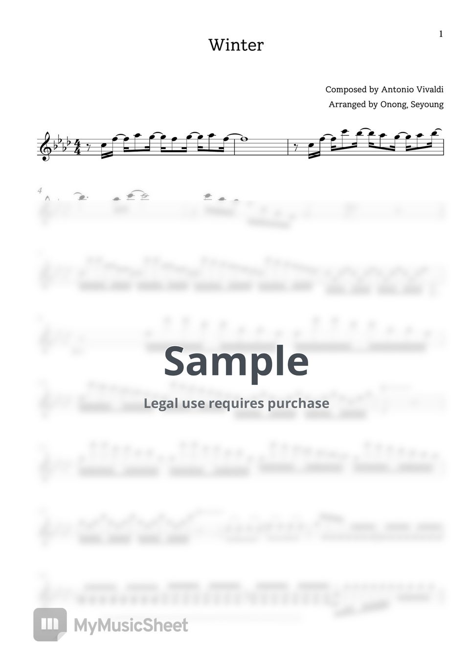 A.Vivaldi - Winter (Rock ver.) Sheet Music by Seyoung