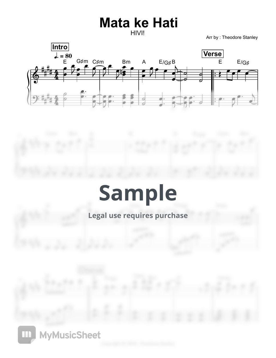 HIVI! - Mata ke Hati 악보 by Theodore Stanley