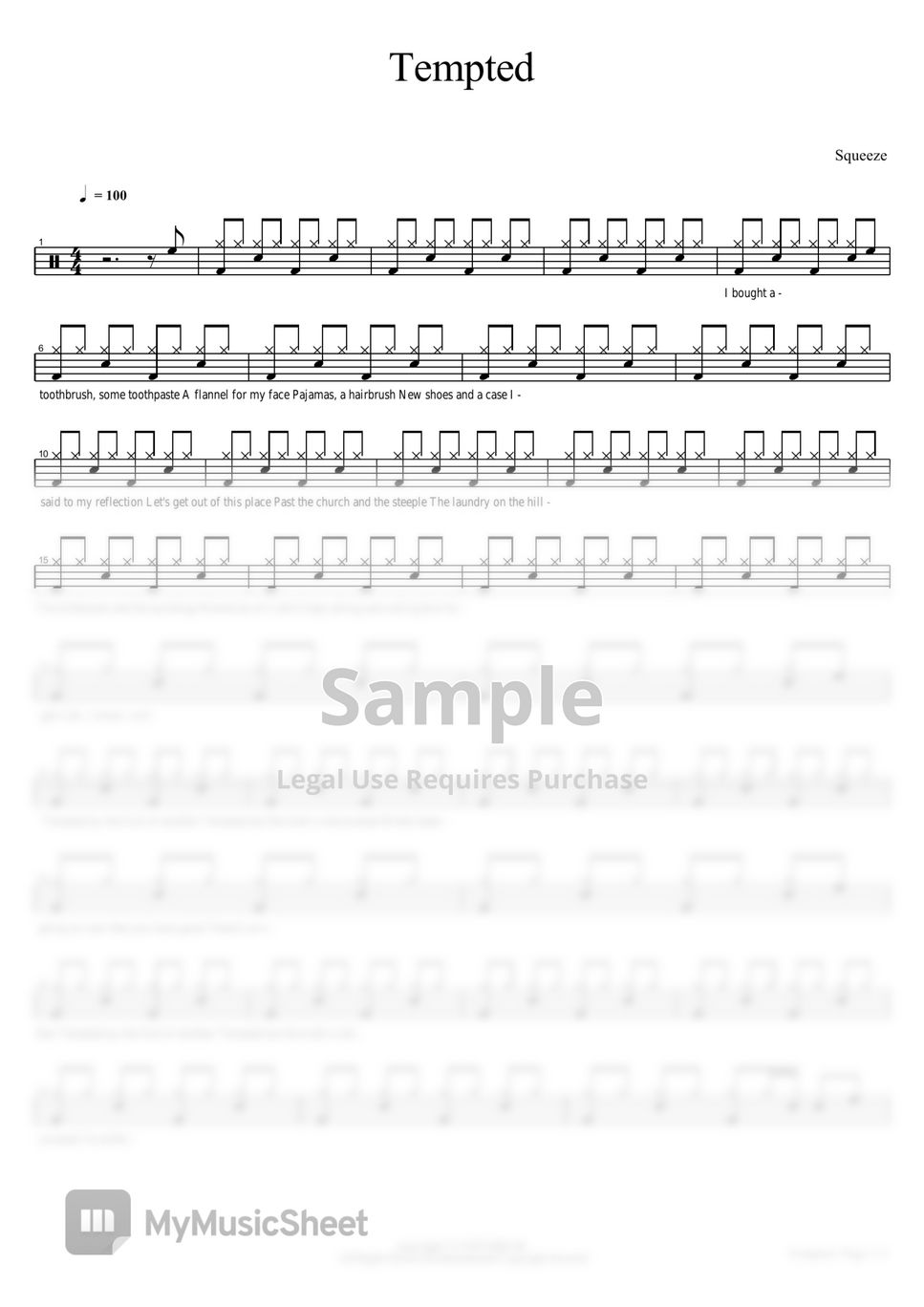 Squeeze - Tempted 악보 by COPYDRUM