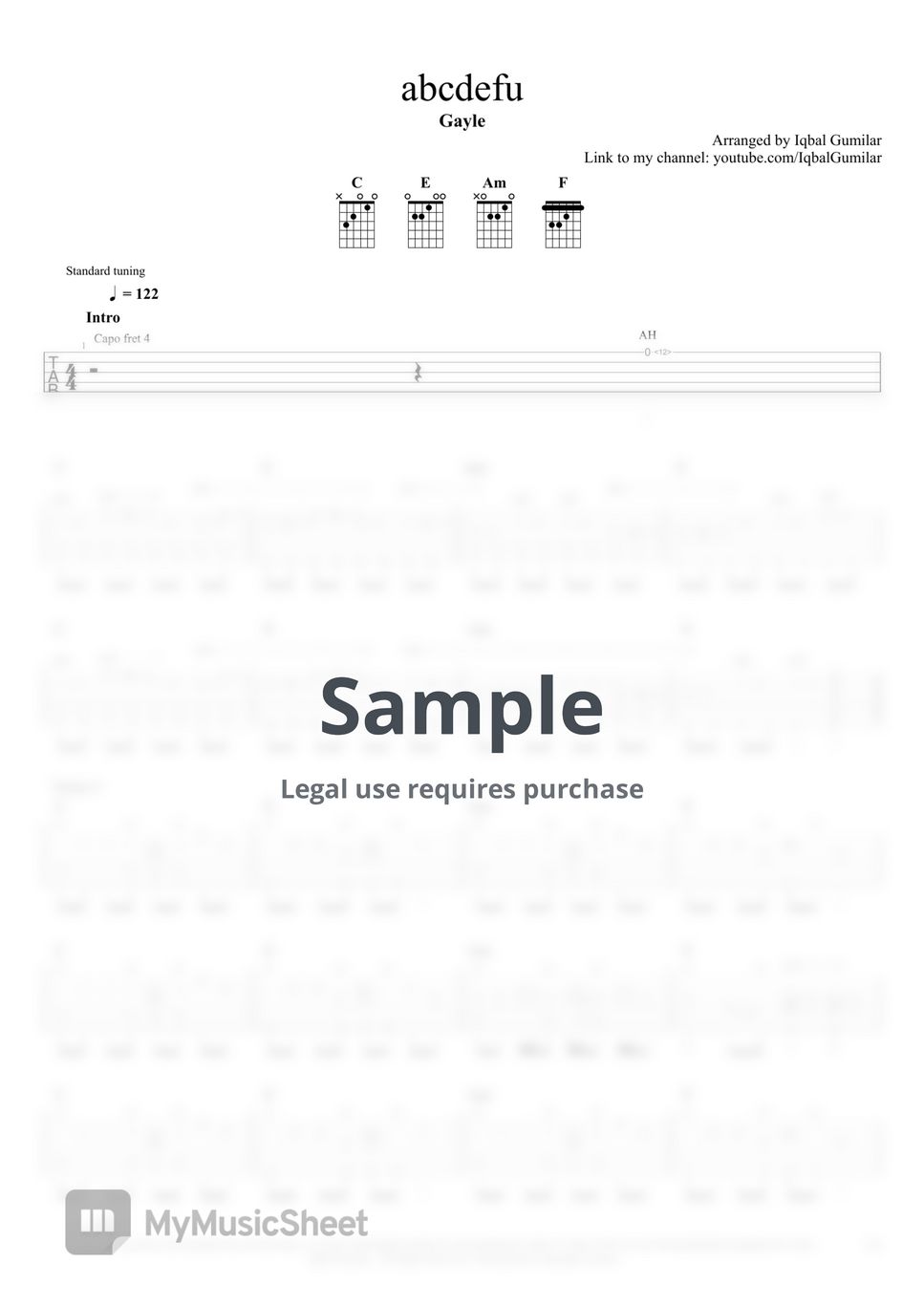 GAYLE - abcdefu Sheet Music by Iqbal Gumilar