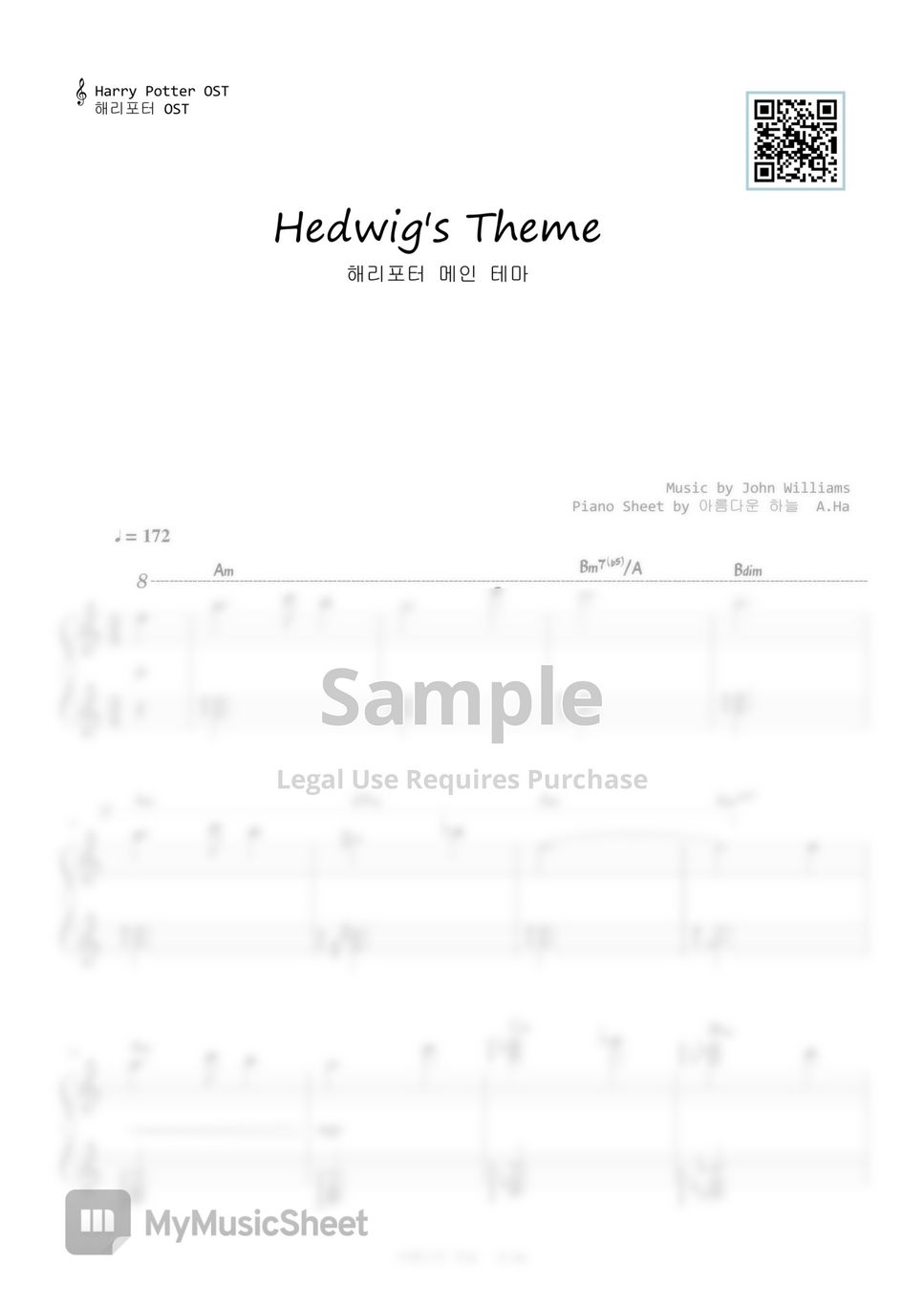 Harry Potter OST - Hedwig's Theme (Level 2 Easy Key) Sheets by A.Ha