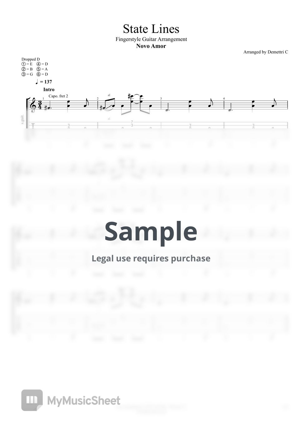 Novo Amor - State Lines 樂譜 by Demettri C